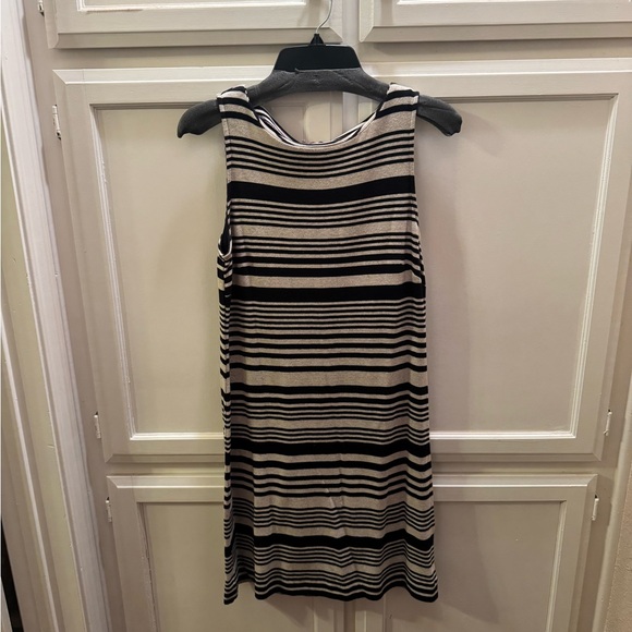 Donna Ricco | Dresses | Donna Ricco Black And Cream Striped Midi Dress ...